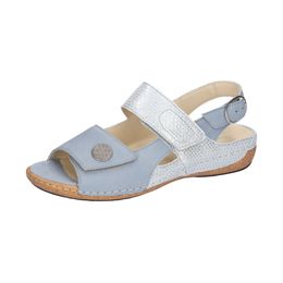 Waldläufer WALDLÄUFER Damen Sandale "HELIETT", Gr. 6, blau, Nubukleder, Veloursleder, metallic, Basic, Schuhe, Sommerschuh, Klettschuh, Keilabsatz, in