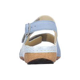 Waldl&auml;ufer WALDL&Auml;UFER Damen Sandale "HELIETT", Gr. 4, blau, Nubukleder, Veloursleder, metallic, Basic, Schuhe, Sommerschuh, Klettschuh, Keilabsatz, in