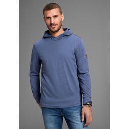DELMAO Herren Kapuzenshirt "Neue Kollektion", blau, Gr. M, unifarben, Single Jersey, Obermaterial: 100% Baumwolle. Futter: 100% Baumwolle, Shirts,