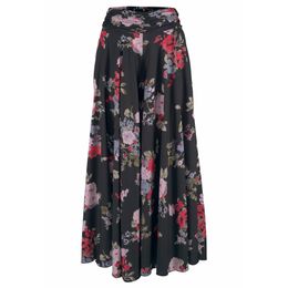 Lascana Damen Hosenrock, schwarz, Gr. 36, bedruckt, Web, Obermaterial: 100% Polyester, R&ouml;cke, mit Blumenprint, Culotte, extraweites Bein