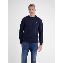 Lerros Herren Sweater, blau, Gr. M, unifarben, Sweatware, Obermaterial: 50% Baumwolle, 50% Polyester, Sweatshirts, mit Logo-Badge