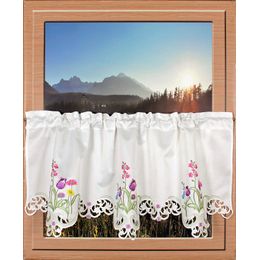 Querbehang, B:120cm H:50cm, bunt, HOSSNER - ART OF HOME DECO, Ausbrenner, Polyester, Gardinen, "Blumensee", m. Cut-Outs