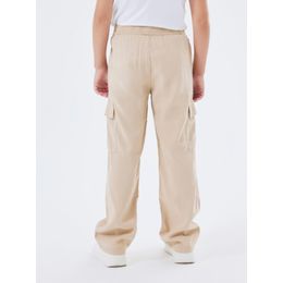 name it M&auml;dchen Cargohose "NKFBELLA ST TWI CARGO 8262-BU NOOS", wei&szlig;, Gr. 128, unifarben, Twill, Obermaterial: 93% Viskose, 7% Polyester, Hosen, mit