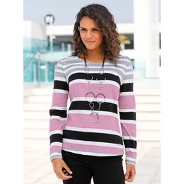 Casual Looks Damen T-Shirt "Shirt", rosa, Gr. 48, gemustert, gestreift, mehrfarbig, 100% Baumwolle, Shirts
