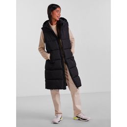 Pieces Damen Steppweste "PCBEE NEW LONG PUFFER VEST NOOS BC", schwarz, Gr. XS, unifarben, Steppware, Obermaterial: 100% Polyester, Westen