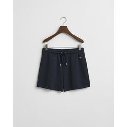 Gant Damen Shorts "REG SHIELD SHORTS", blau, Gr. XXL, Jersey, Obermaterial: 87% Baumwolle, 13% Polyester, Hosen
