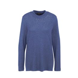 GOLDNER Damen Longpullover "Angenehm weiches Shirt mit Glitzersteinen", blau, Gr. 50, Obermaterial: 75% Viskose CV. 20% Polyester PES. 5% Elasthan
