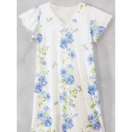 w&auml;schepur W&Auml;SCHEPUR Damen Sleepshirt "Sleepshirt", Gr. 36, blau, 50% Baumwolle, 50% Modal, gebl&uuml;mt, gemustert, Kleider