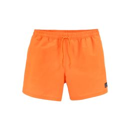 John Devin Herren Badeshorts, orange, Gr. M, unifarben, Microfaser, Recycling-Polyester, Badehosen, mit klassischem Style