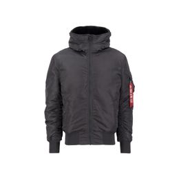 Herren Bomberjacke "MA-1 Hooded", grau, Gr. S, Alpha Industries, Obermaterial: 100% Nylon, Futter: 100% Nylon, Kapuzenfutter: 100% Polyester,