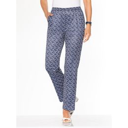 Classic Basics Damen Schlupfhose, blau, Gr. 22, gebl&uuml;mt, gemustert, mehrfarbig, 100% Polyester, Hosen