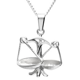 OSTSEE-SCHMUCK Damen Kette mit Anh&auml;nger "OSTSEE-SCHMUCK Kette mit Anh&auml;nger Tierkreiszeichen Waage", 45cm, Silber 925 (Sterlingsilber), L: 42, silber,