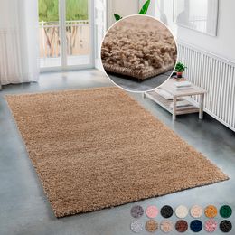 Hochflor-Teppich Bruno Banani, B:200cm H:30mm L:200cm, braun, Kunstfaser, Teppiche, "Shaggy Soft", gewebt, Uni Farben, besonders weich und kuschelig,