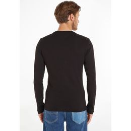 Tommy Jeans Herren Langarmshirt "TJM ORIGINAL RIB LONGSLEEVE TEE", schwarz, Basic, Gr. XL, unifarben, Obermaterial: 100% Baumwolle, Shirts