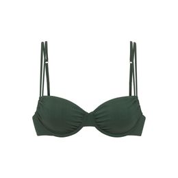 Damen B&uuml;gel-Bikini-Top "Nela", gr&uuml;n, Gr. 44, Copenhagen Studios, strukturiert, unifarben, Rippware, Recycling-Polyamid, Bikini-Oberteile, mit