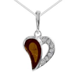 OSTSEE-SCHMUCK Damen Kette mit Anh&auml;nger "OSTSEE-SCHMUCK Kette mit Anh&auml;nger Herz Kette mit Anh&auml;nger Herz", 42cm, Silber 925 (Sterlingsilber), L: 40,