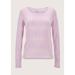 Madeleine Mode MADELEINE Damen Longpullover "Pullover Rundhals-Pullover im Muster-Mix", rosa, Gr. 48, Obermaterial: 50% Baumwolle CO. 50% Viskose CV., Pullover