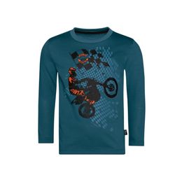 TRIGEMA Jungen Sweatshirt "TRIGEMA Langarmshirt mit sportlichem Motorrad-Print", blau, Basic, Gr. 116, 100% Baumwolle, Sweatshirts