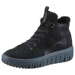 Waldl&auml;ufer WALDL&Auml;UFER Damen Winterboots "H-LIVIA", Gr. 7, blau, Nappaleder, Nubukleder, Schuhe, Schn&uuml;rboots, Komfort-Stiefelette in Bequemweite G (= weit)