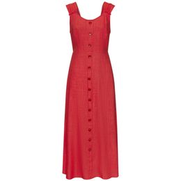 Lascana Damen Maxikleid, rot, Gr. 36, unifarben, Web, Obermaterial: 85% Viskose, 15% Leinen. Futter: 100% Baumwolle, Kleider, mit breiten Tr&auml;gern aus