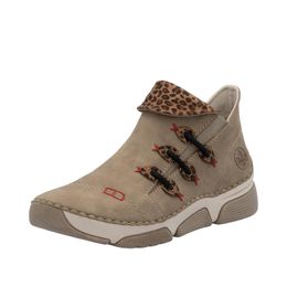Rieker Damen Sneakerboots, Gr. 40, beige, Nubuklederimitat, kontrastfarbene Details, Schuhe, Schlupfboots, Stiefelette, High Top Sneaker mit