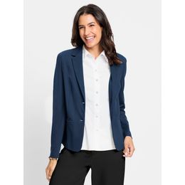 Inspirationen Damen Jerseyblazer "Jersey-Blazer", blau, Gr. 42, 58% Viskose, 36% Polyamid, 6% Elasthan, Blazer
