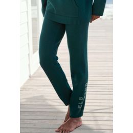 ELBSAND Damen Strickhose, Gr. 40, blau, Feinstrick, Obermaterial: 50% Viskose, 28% Polyester, 22% Nylon, meliert, unifarben, Hosen, aus hochwertigem
