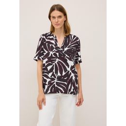 Kurzarmbluse Cecil, Damen, Gr. L (42), rot (mulberry rot), Stoff, 100% Viskose, gemustert, normal normal, Rundhals, Umschlagbund, Blusen, aus softer Viskose