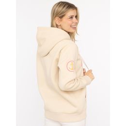 Zwillingsherz Damen Kapuzensweatjacke ""Maritim""beige, Gr. L, angeraute Sweatware, Obermaterial: 50% Baumwolle, 50% Polyester, Sweatjacken, mit