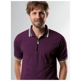 TRIGEMA Herren Poloshirt "TRIGEMA Poloshirt mit Reißverschluss", lila, Basic, Gr. M, 100% Baumwolle, Shirts