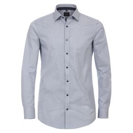 Venti Herren Businesshemd "Venti Businesshemd Langarm Print", blau, Gr. 40, bedruckt, 97% Baumwolle, 3% Elasthan, Hemden