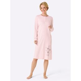 w&auml;schepur W&Auml;SCHEPUR Damen Nachthemd "Nachthemd", Gr. 44, rosa, 60% Baumwolle, 40% Polyester, bedruckt, gebl&uuml;mt, gemustert, unifarben, Kleider