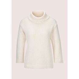 Madeleine Mode MADELEINE Damen Longpullover "Pullover Rollkragen-Pullover mit 3/4-Arm", wei&szlig;, Modern, Gr. 36, Obermaterial: 51% Baumwolle CO. 13% Alpaka WP. 13%
