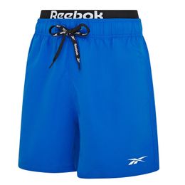 Reebok Herren Badeshorts "Todd", blau, Gr. L, unifarben, Microfaser, Polyester, Badehosen, mit Kordelzug und elastischem Bund, mit Logo, schnell
