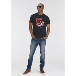 DELMAO Herren T-Shirt, blau, Gr. M, bedruckt, Jersey, Obermaterial: 100% Baumwolle, Shirts, Kurzarm, bedruckt, Rundhals, aus Baumwolle