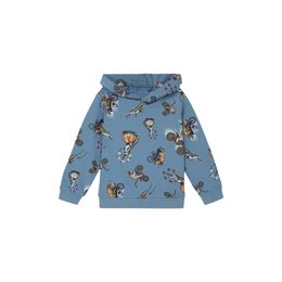 s.Oliver JUNIOR Jungen Sweatshirt, blau, Gr. 128, bedruckt, Sweatware, Obermaterial: 90% Baumwolle, 10% Polyester, Sweatshirts