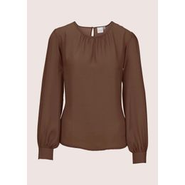 Madeleine Mode MADELEINE Damen Langarmbluse "Bluse Satinbluse zum Schl&uuml;pfen"espresso, Gr. 44, Obermaterial: 100% Polyester PES., Blusen