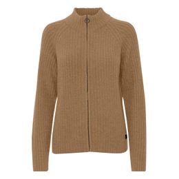 oxmo Damen Strickjacke "Strickjacke OXSal", beige, Gr. XS, Obermaterial: 47% Polyacryl PAN. 29% Nylon NY. 20% Wolle WO. 4% Elasthan EL., Strickjacken