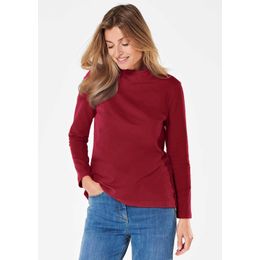 GOLDNER Damen Longpullover "Stehkragenshirt mit Langarm", rot, Gr. 46, Obermaterial: 92% Baumwolle CO. 8% Elasthan EL., Pullover