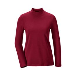 GOLDNER Damen Longpullover "Stehkragenshirt mit Langarm", rot, Gr. 46, Obermaterial: 92% Baumwolle CO. 8% Elasthan EL., Pullover