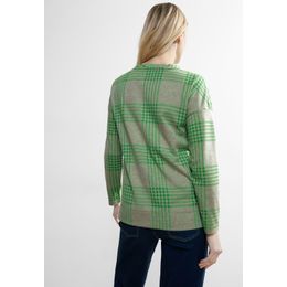 Cecil Damen Rundhalsshirt, gr&uuml;n, Gr. XL, kariert, Stoff, 63% Polyester, 34% Viskose, 3% Elasthan, Shirts, aus elastischem Materialmix