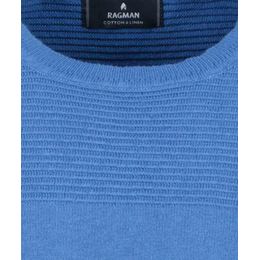 Ragman Herren Rundhalspullover, blau, Gr. XXL, 70% Baumwolle 30% Leinen, Pullover