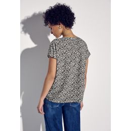 Street One Damen Hemdbluse, blau, Gr. 36, bedruckt, Stoff, 100% Viskose, Blusen, aus softer Viskose