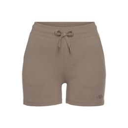H.I.S. H.I.S Damen Shorts, Gr. 32, braun, Interlock, Obermaterial: 60% Baumwolle, 40% Polyester, unifarben, Basic, Hosen, mit seitlicher wei&szlig;er Paspel