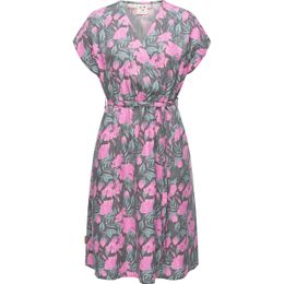 Ragwear Damen Jerseykleid "Selyma Organic", grau, Gr. M, 100% Lyocell, Kleider, stylisches Shirtkleid mit V-Ausschnitt und Bindeg&uuml;rtel