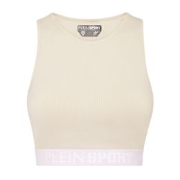 Plein Sport Damen Lauftop "Logo"71, lightgrau, Gr. L, Obermaterial: 94% Polyamid, 6% Elasthan, Tops