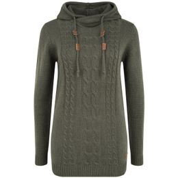 oxmo Damen Strickfleece-Pullover "Strickpullover OXCable", grau, Gr. XS, Obermaterial: 100% Polyacryl PAN., Pullover