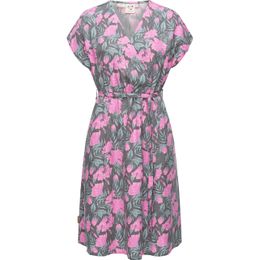Ragwear Damen Jerseykleid "Selyma Organic", grau, Gr. XL, 100% Lyocell, Kleider, stylisches Shirtkleid mit V-Ausschnitt und Bindeg&uuml;rtel