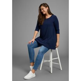Damen Tunikashirt "Gro&szlig;e Gr&ouml;&szlig;en", blau, Basic, Gr. 48, LAURA SCOTT CURVE, unifarben, Jersey, Obermaterial: 94% Viskose, 6% Elasthan, Shirts, in