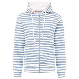 Zwillingsherz Damen Kapuzensweatjacke, blau, Gr. S, gestreift, Sweatware, Obermaterial: 50% Baumwolle, 50% Polyester, Sweatjacken, Streifen, Kapuze,